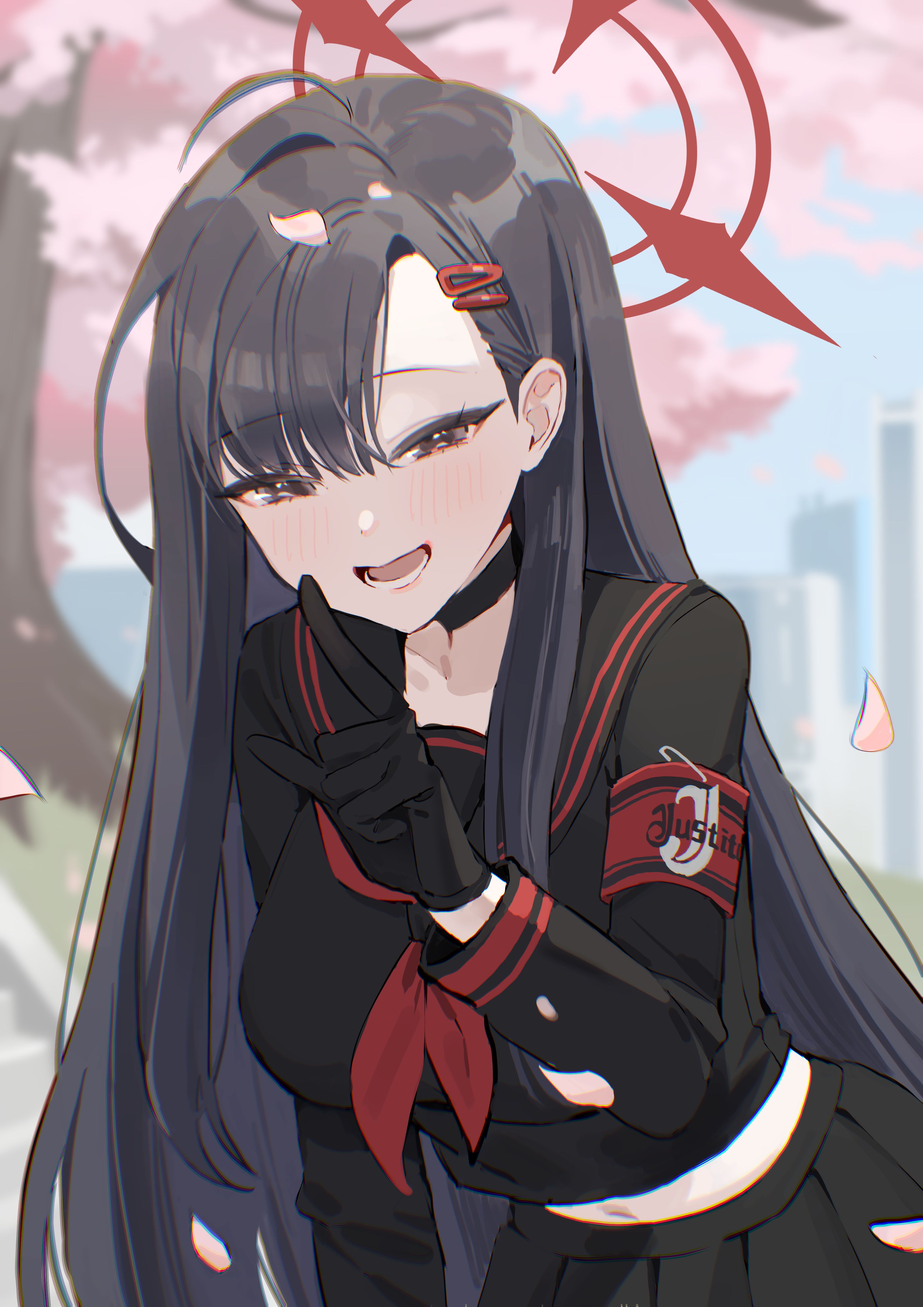 The Big ImageBoard (TBIB) - 1girl absurdres armband black choker black eyes black gloves black ...