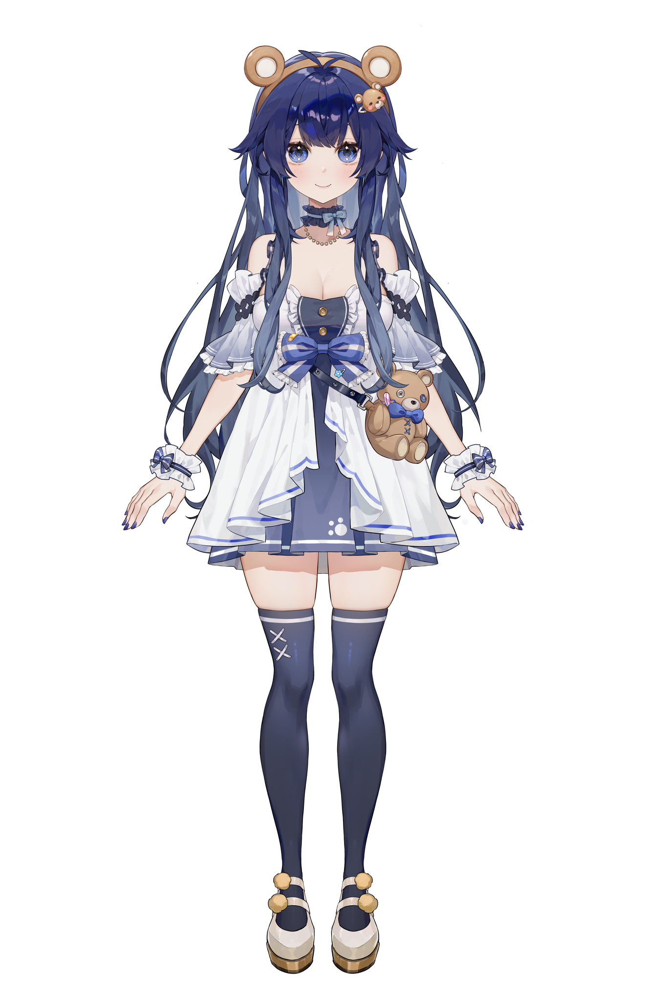 The Big ImageBoard (TBIB) - 1girl animal ear headband antenna hair bear hair ornament blue ...