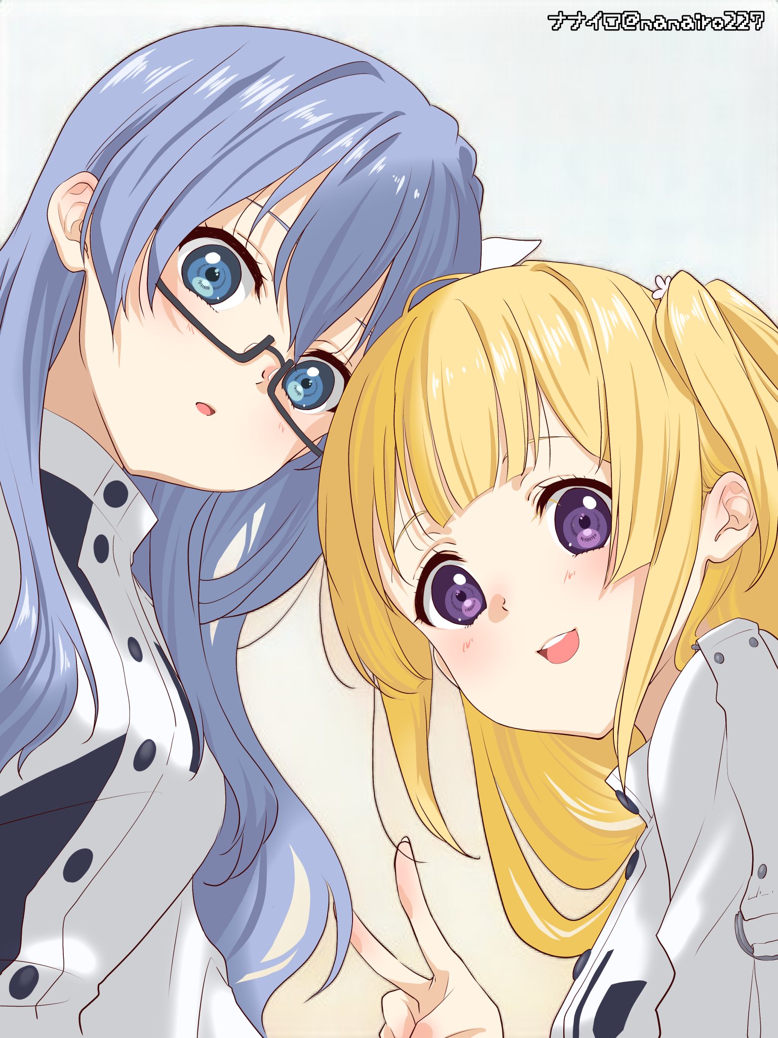 The Big ImageBoard (TBIB) - 22/7 2girls :d artist name black-framed eyewear blonde hair blue ...