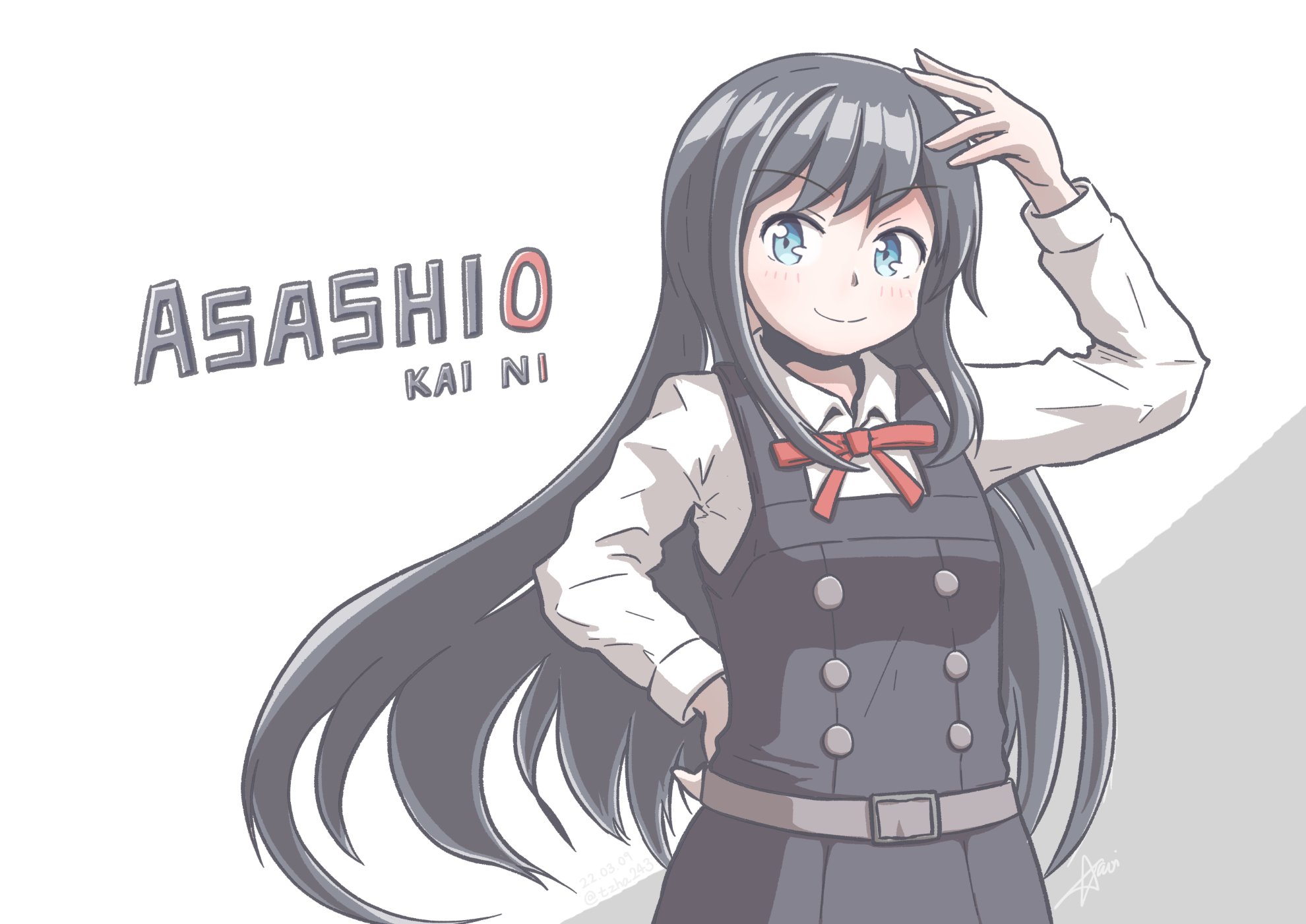 The Big ImageBoard (TBIB) - 1girl aaoi asashio (kancolle) asashio kai ni (kancolle) belt black ...