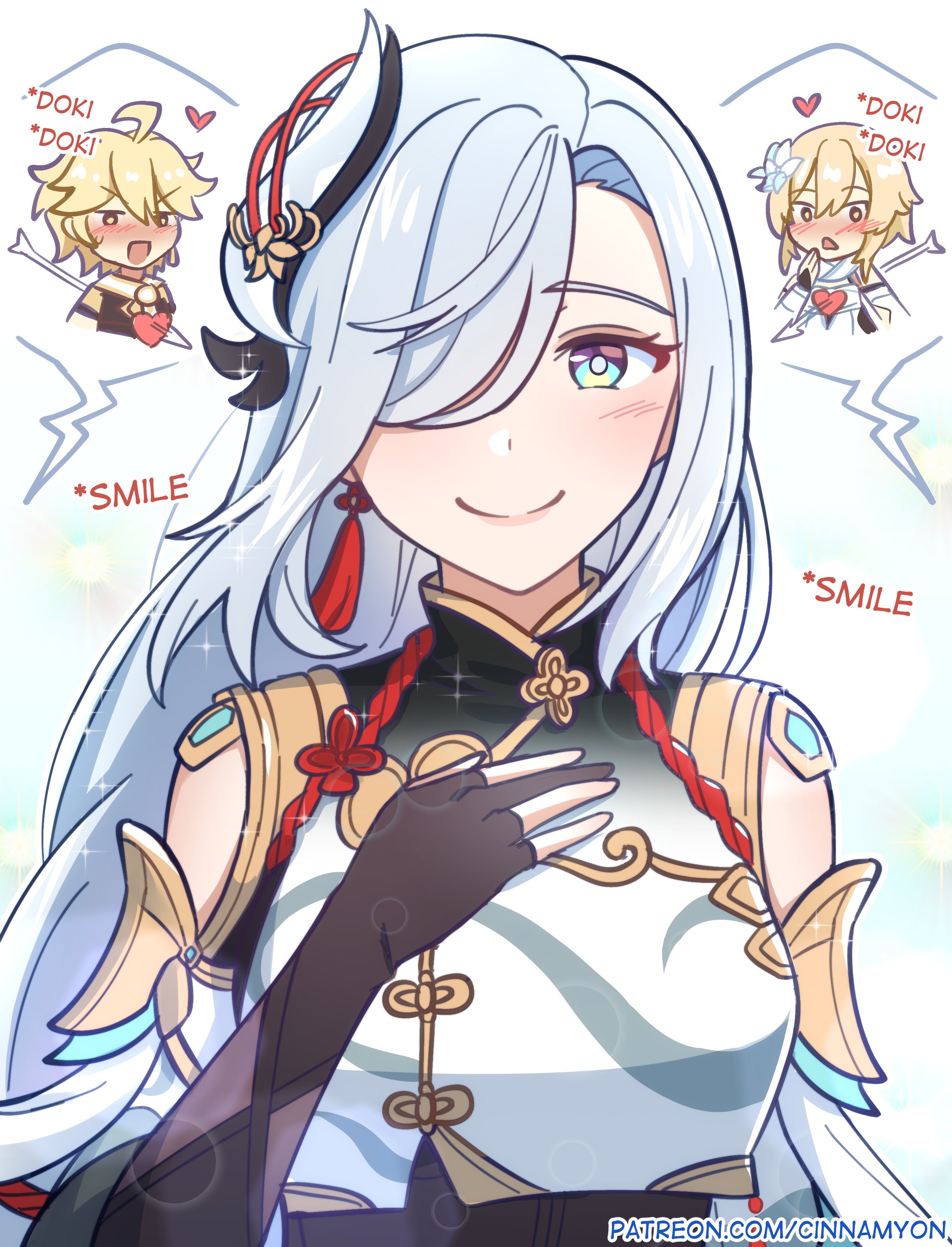 The Big ImageBoard (TBIB) - 1boy 2girls absurdres aether (genshin impact) arrow through heart ...