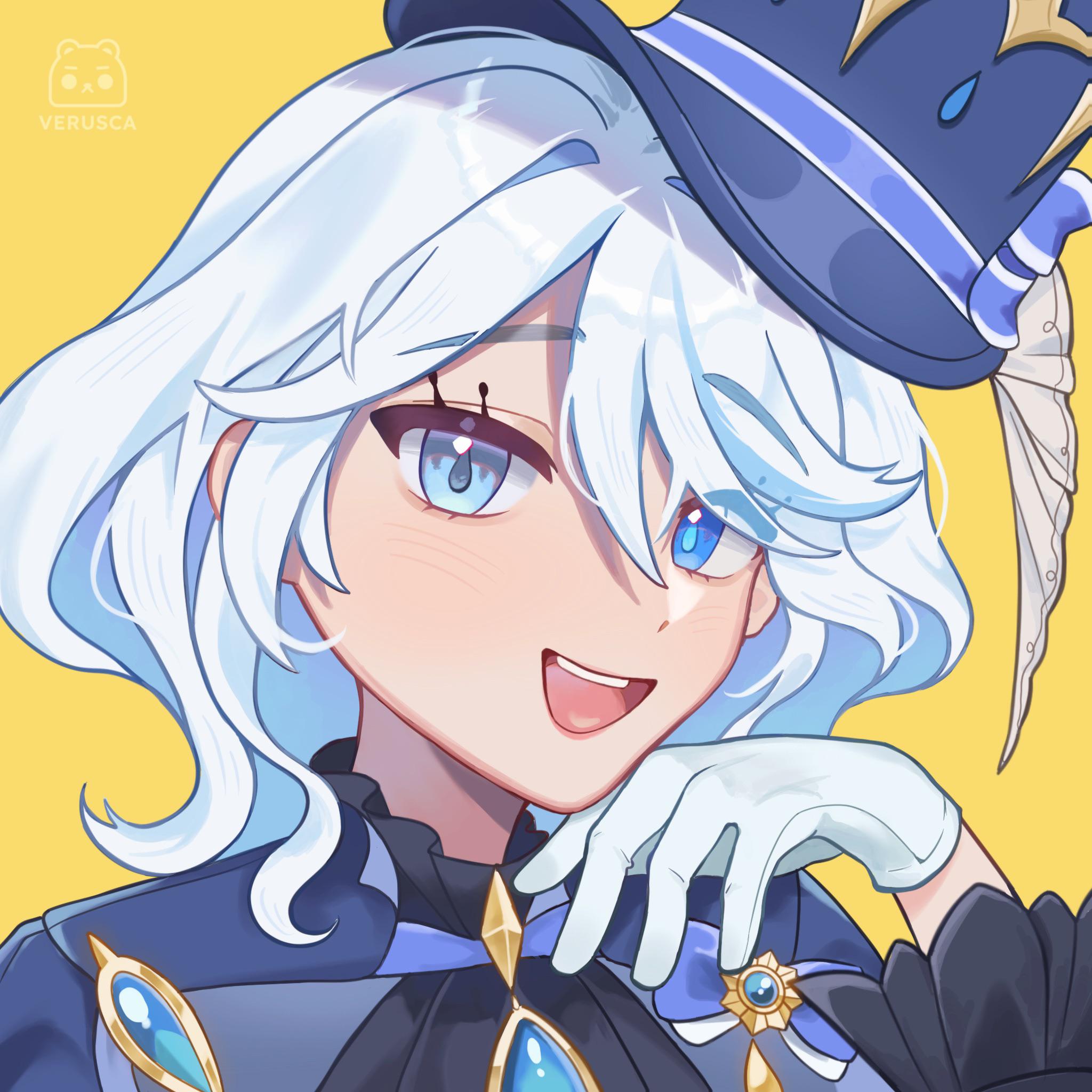 The Big ImageBoard (TBIB) - 1girl blue eyes blue hair blue hat blue jacket brooch colored inner ...