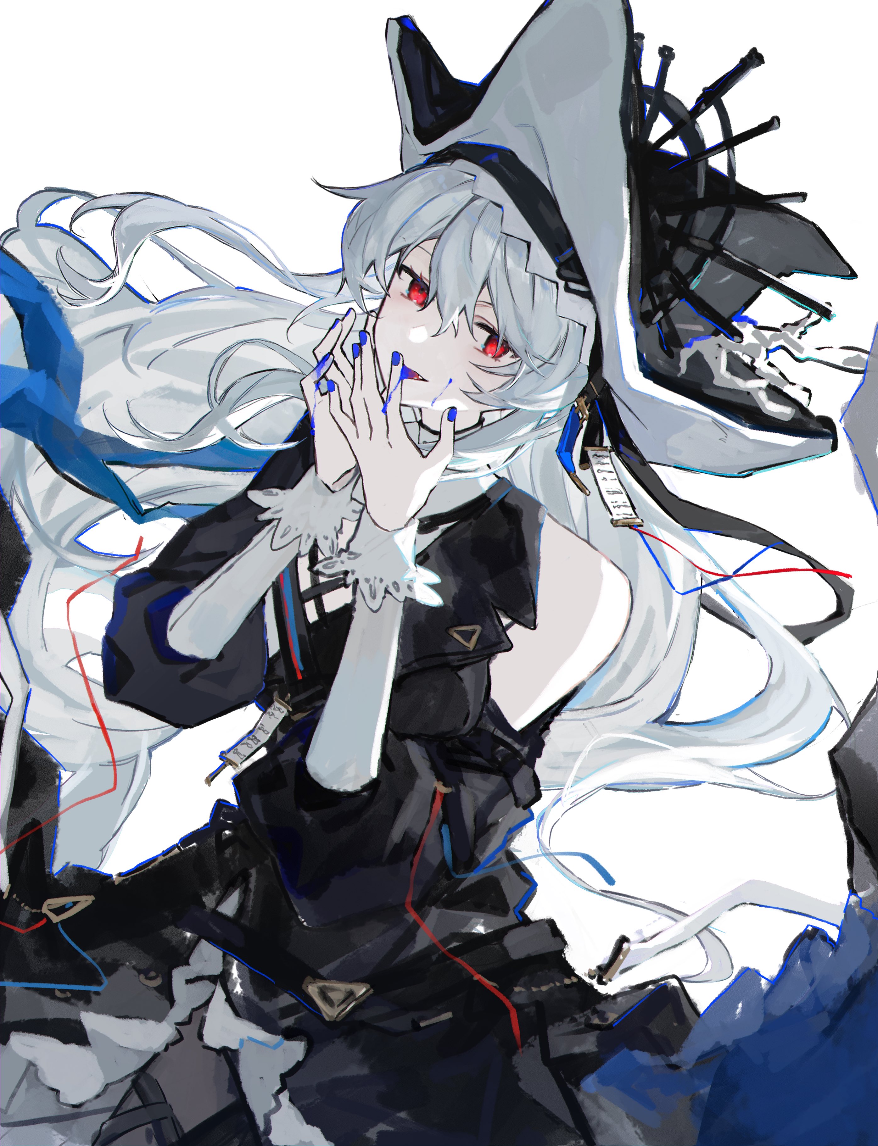 The Big ImageBoard (TBIB) - 1girl absurdres arknights black dress blood blue blood blue nails ...