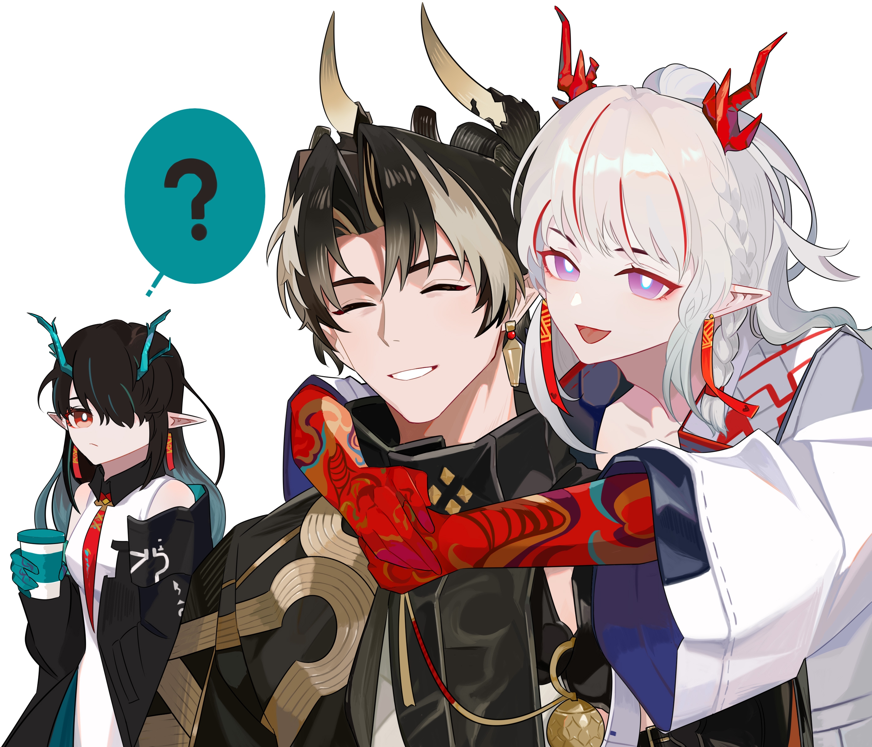 The Big ImageBoard (TBIB) - 1boy 2girls ? absurdres arknights arms ...