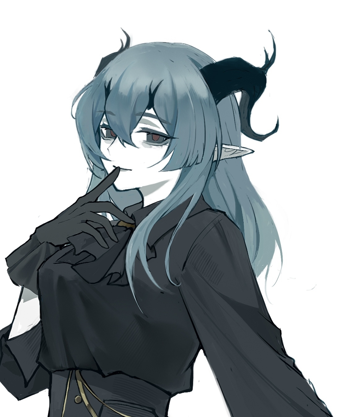 The Big ImageBoard (TBIB) - 1girl aqua eyes arknights black dress demon ...