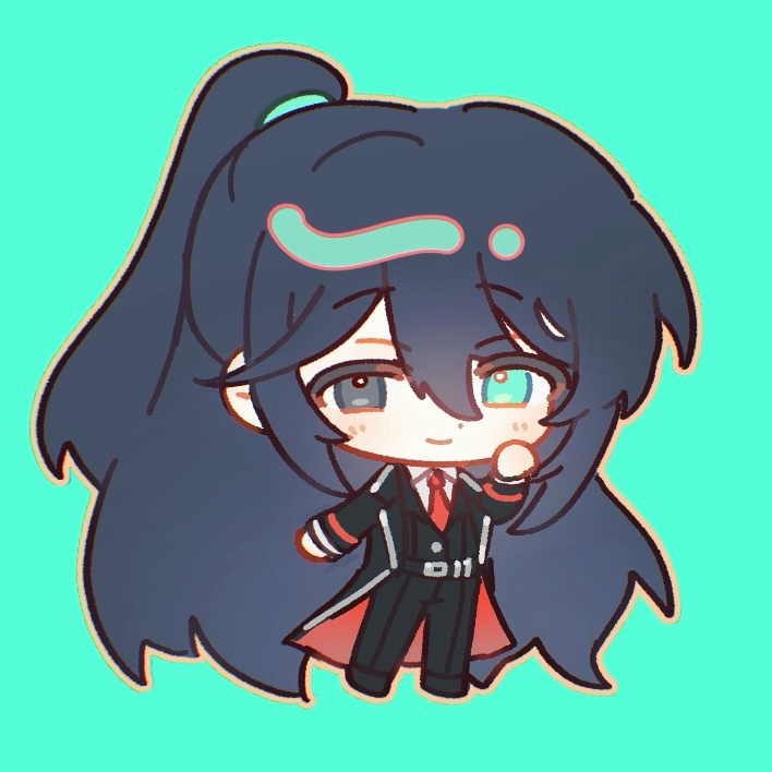 The Big ImageBoard (TBIB) - 1boy aqua background aqua eyes black coat black eyes black hair ...