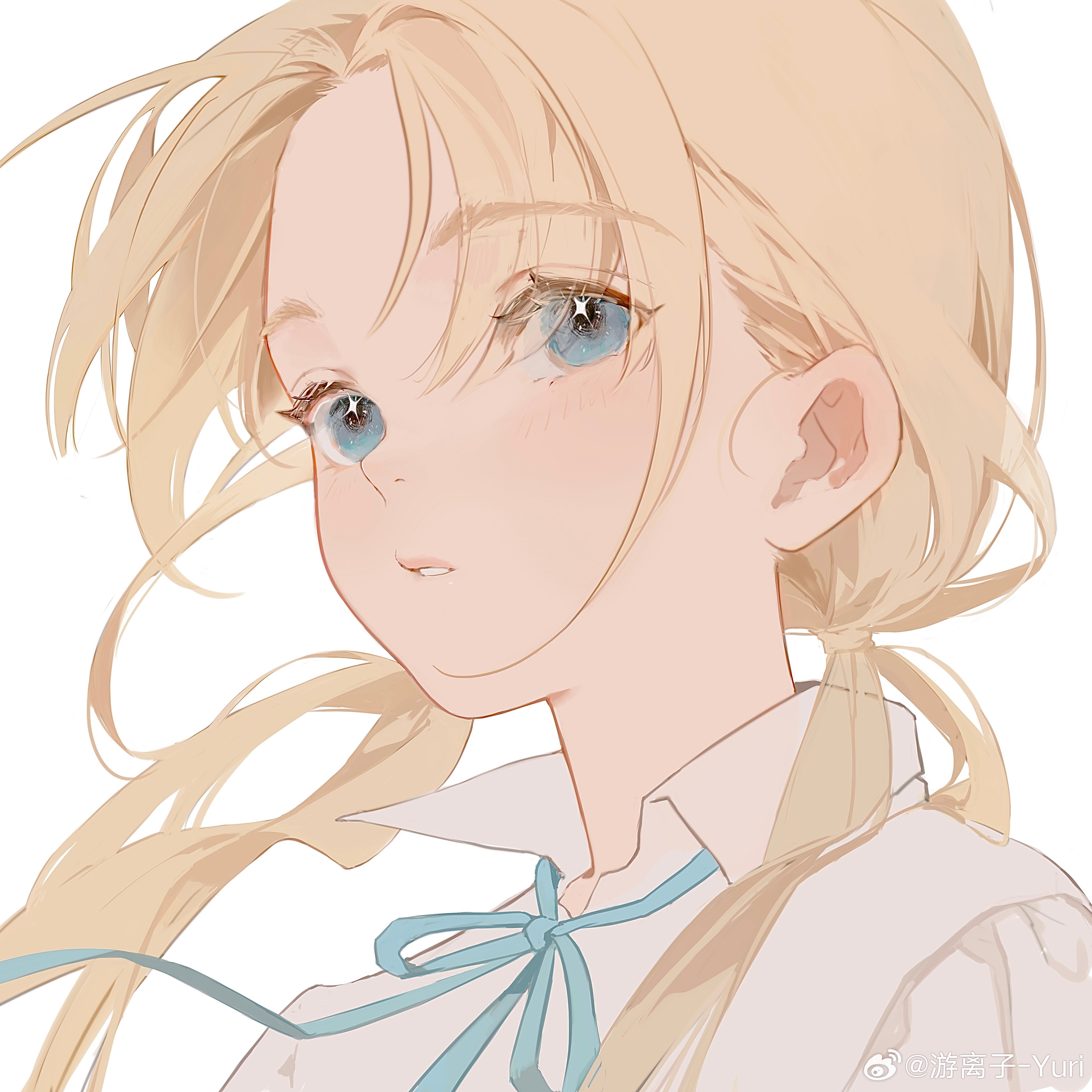 The Big ImageBoard (TBIB) - 1girl absurdres blonde hair blue eyes blue ribbon check copyright ...