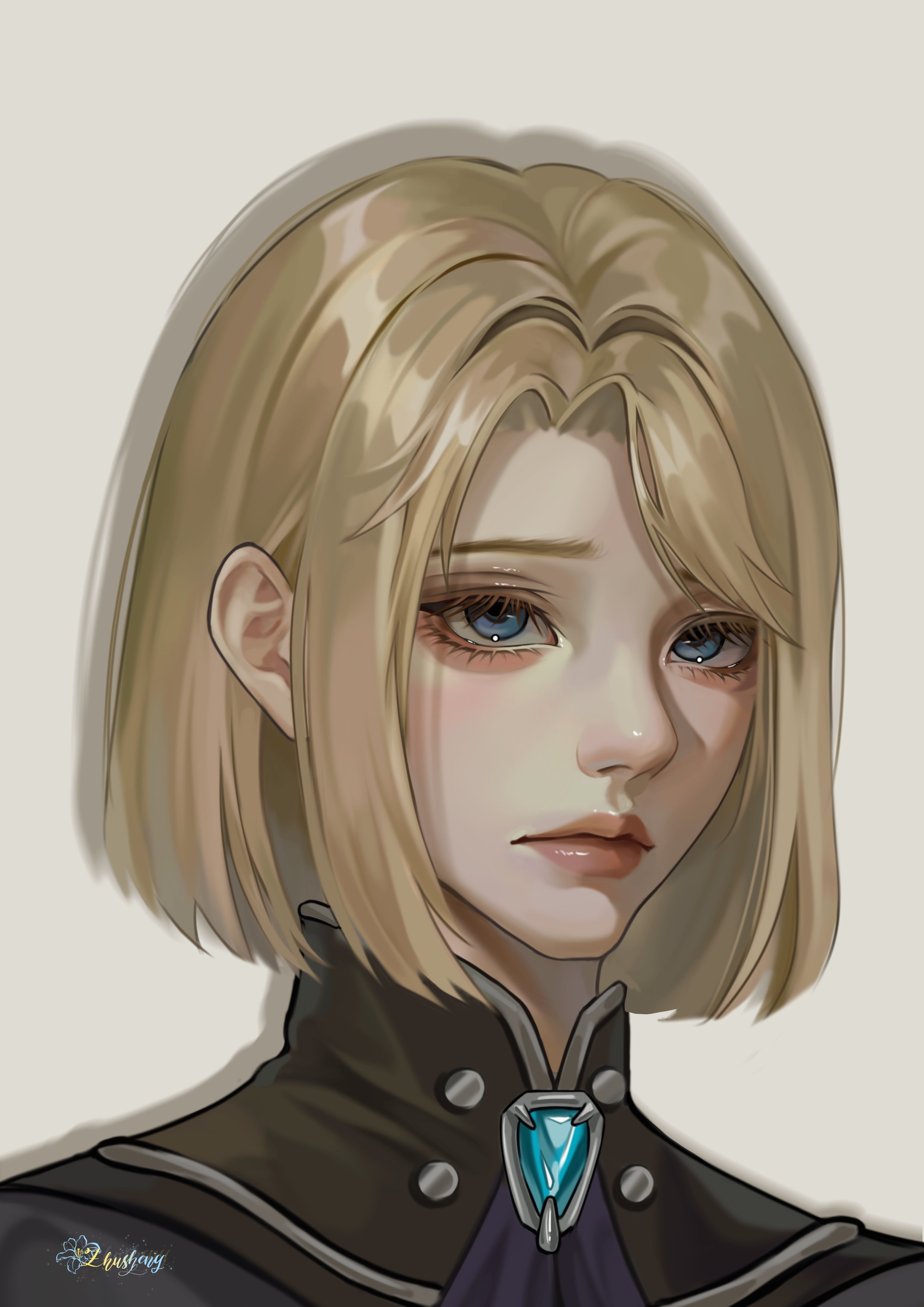 The Big ImageBoard (TBIB) - 1boy absurdres aged down ascot black shirt blue ascot blue eyes blue ...