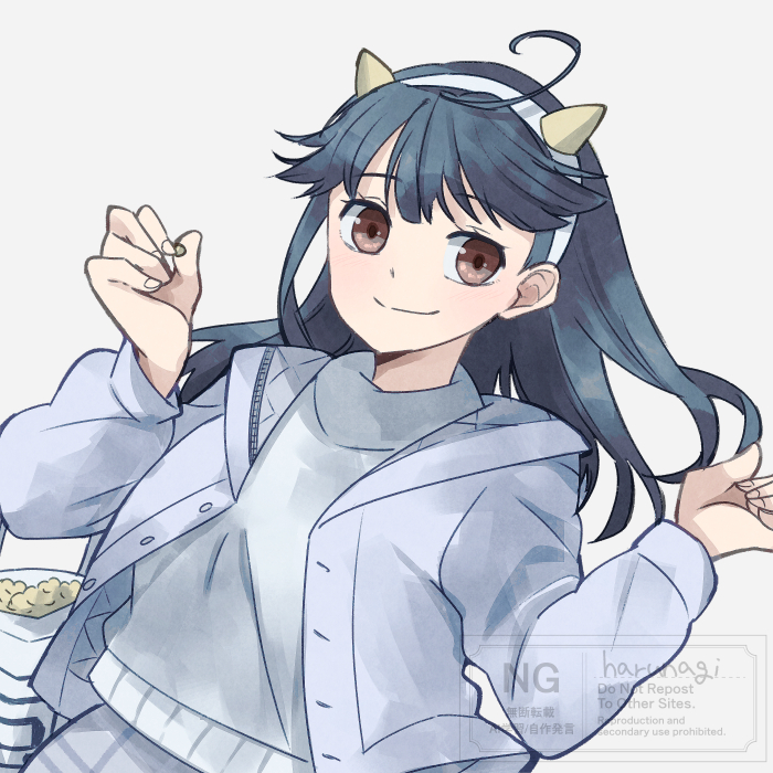 The Big ImageBoard (TBIB) - 1girl ahoge black hair brown eyes fake horns hairband harunagi ...