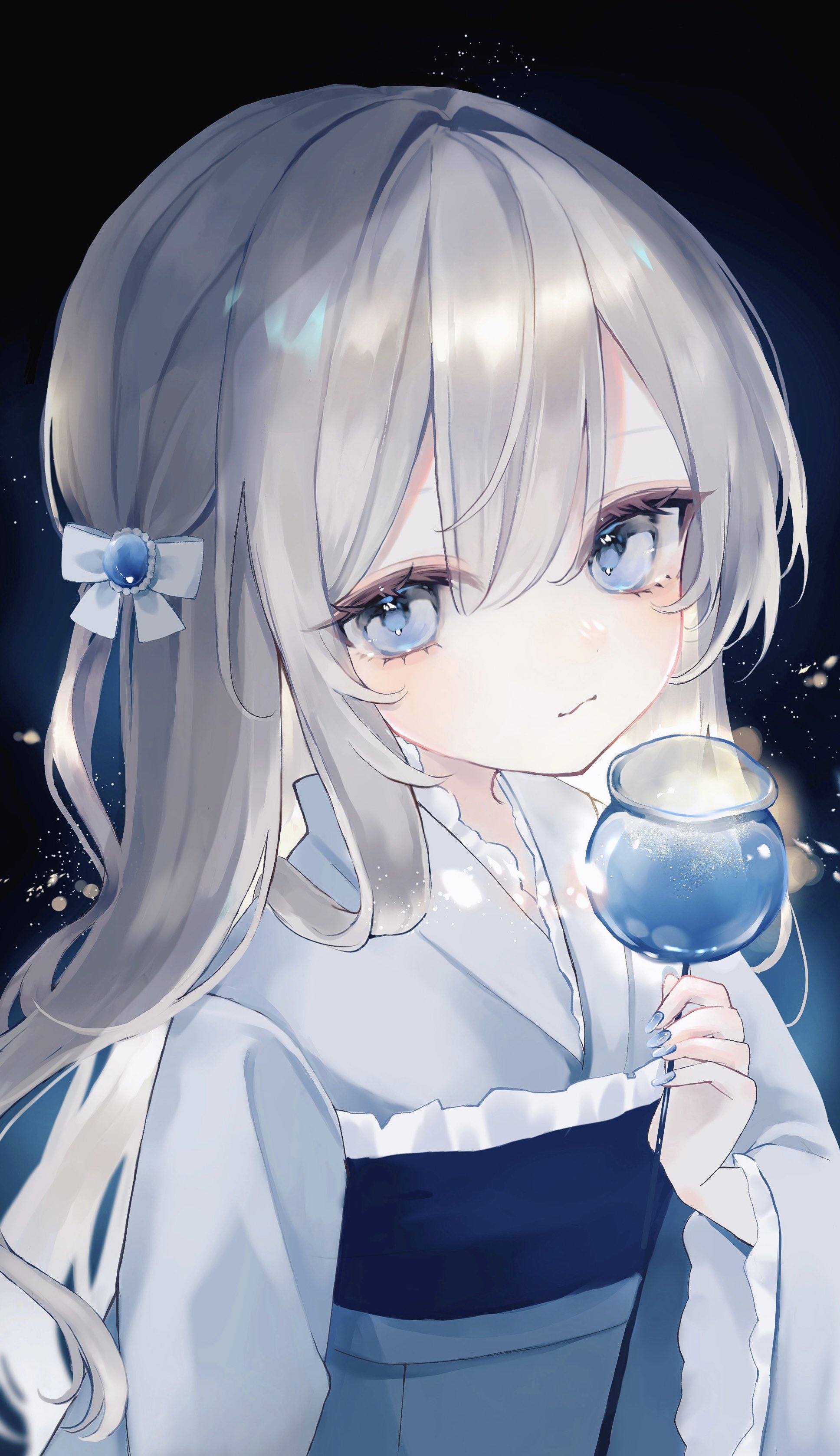 The Big ImageBoard (TBIB) - 1girl absurdres ao marumaru0720 blue eyes blue kimono blue sash ...