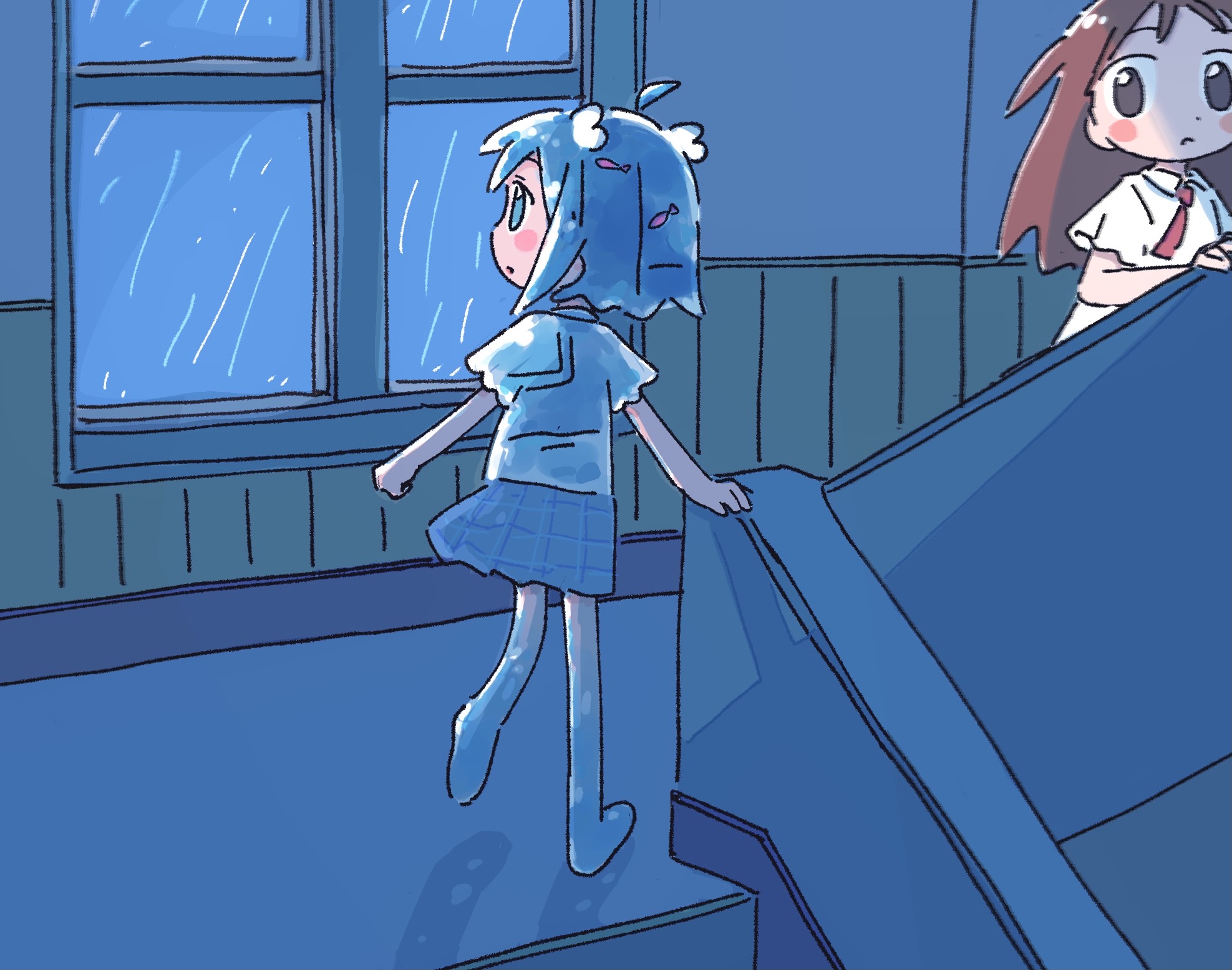 The Big Imageboard Tbib 1nupool 2girls Ahoge Blue Eyes Blush