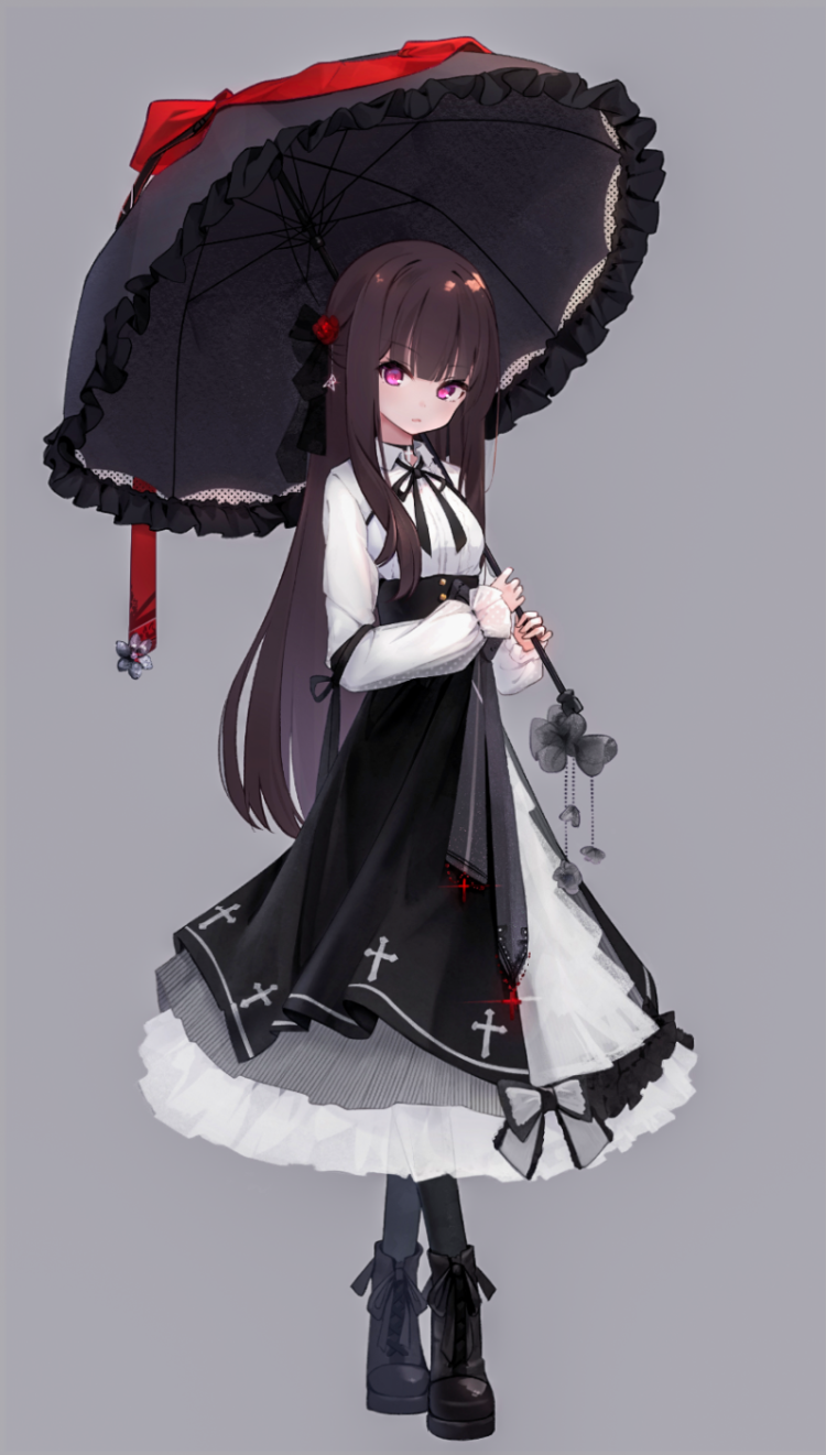 The Big ImageBoard (TBIB) - 1girl ai floverse arm ribbon bangs beads black choker black footwear ...