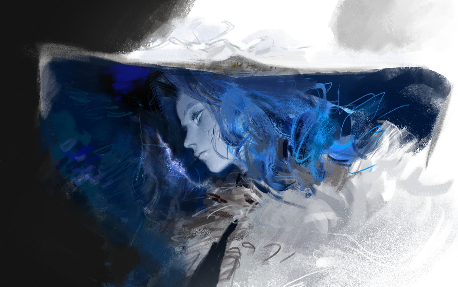 The Big ImageBoard (TBIB) - 1girl blue eyes blue hair blue skin cape cloak closed mouth colored ...