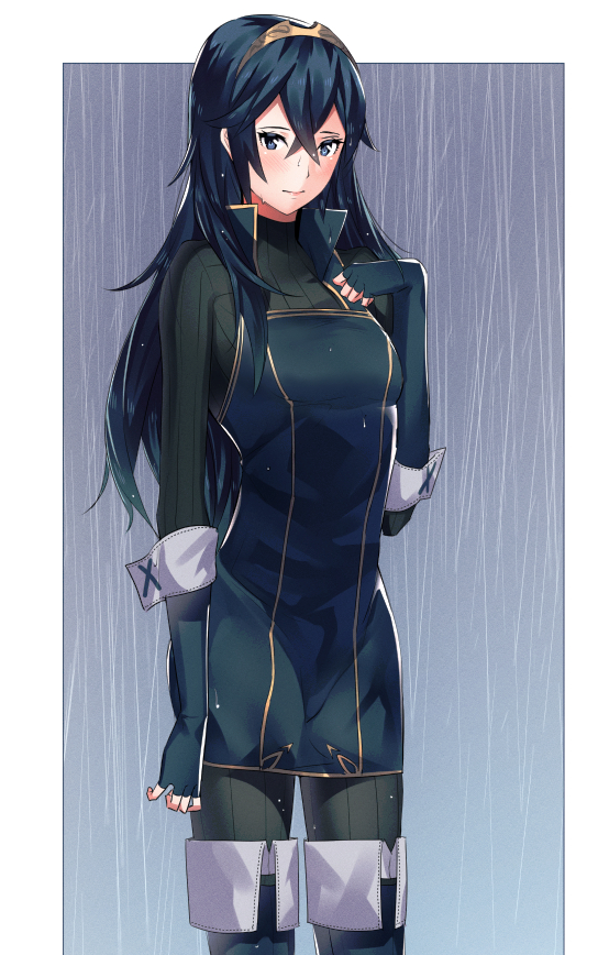 The Big ImageBoard (TBIB) - 1girl ameno (a meno0) blue eyes blue hair boots fingerless gloves ...