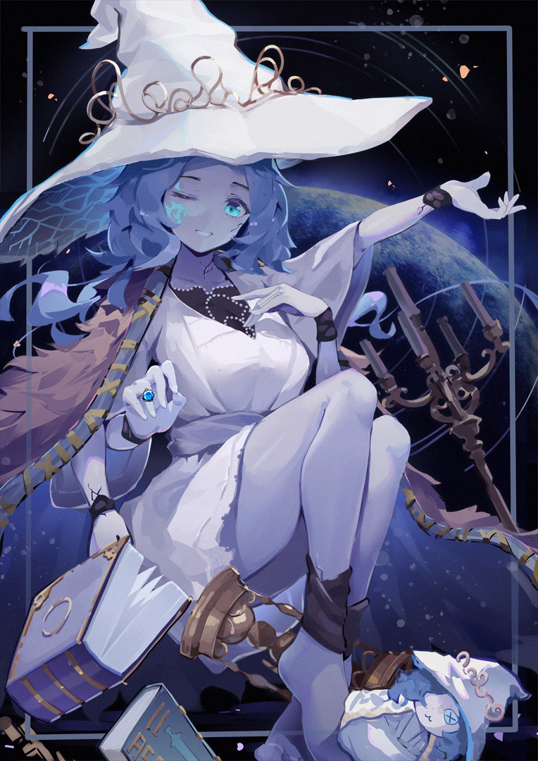 The Big ImageBoard (TBIB) - 1girl asc11 barefoot blue eyes blue hair blue skin book candlestand ...