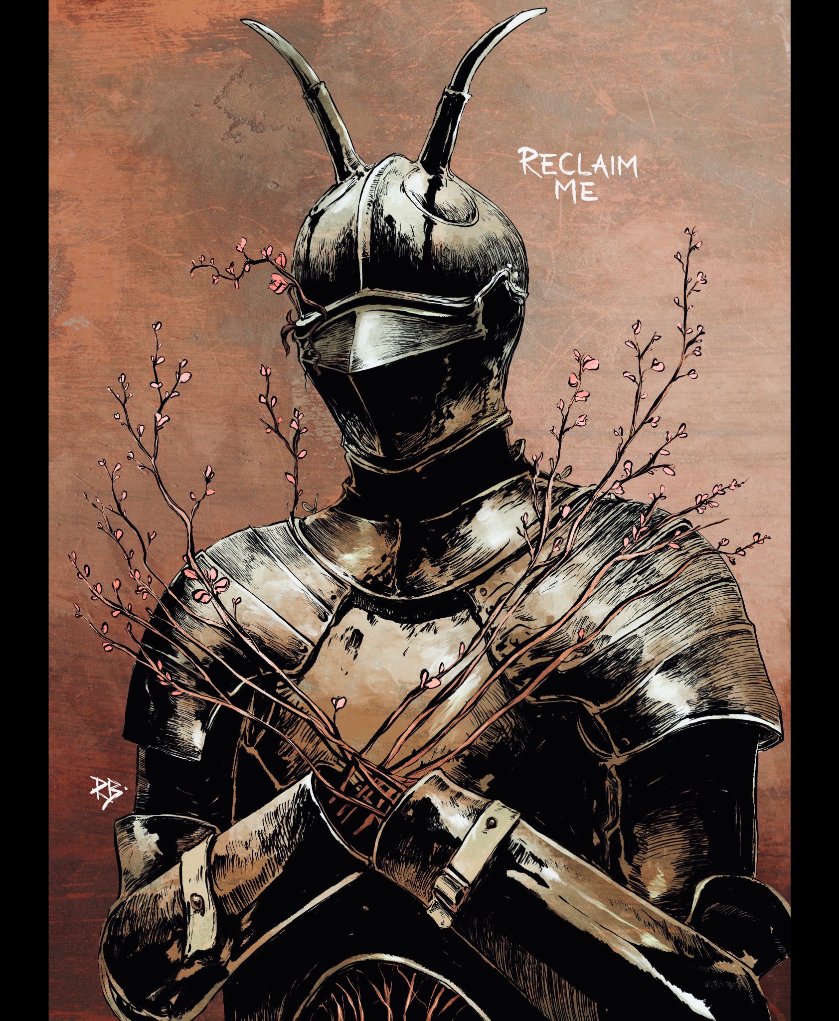 The Big ImageBoard (TBIB) - 1other ambiguous gender armor brown background facing viewer fake ...