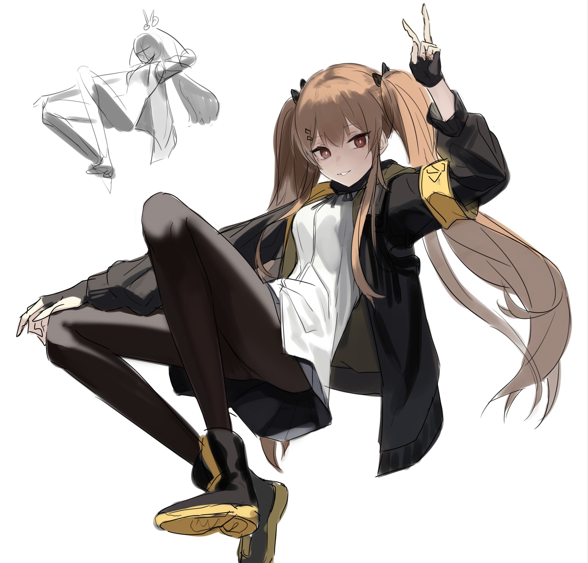 The Big ImageBoard (TBIB) - 1girl armband black footwear black gloves black jacket black ...