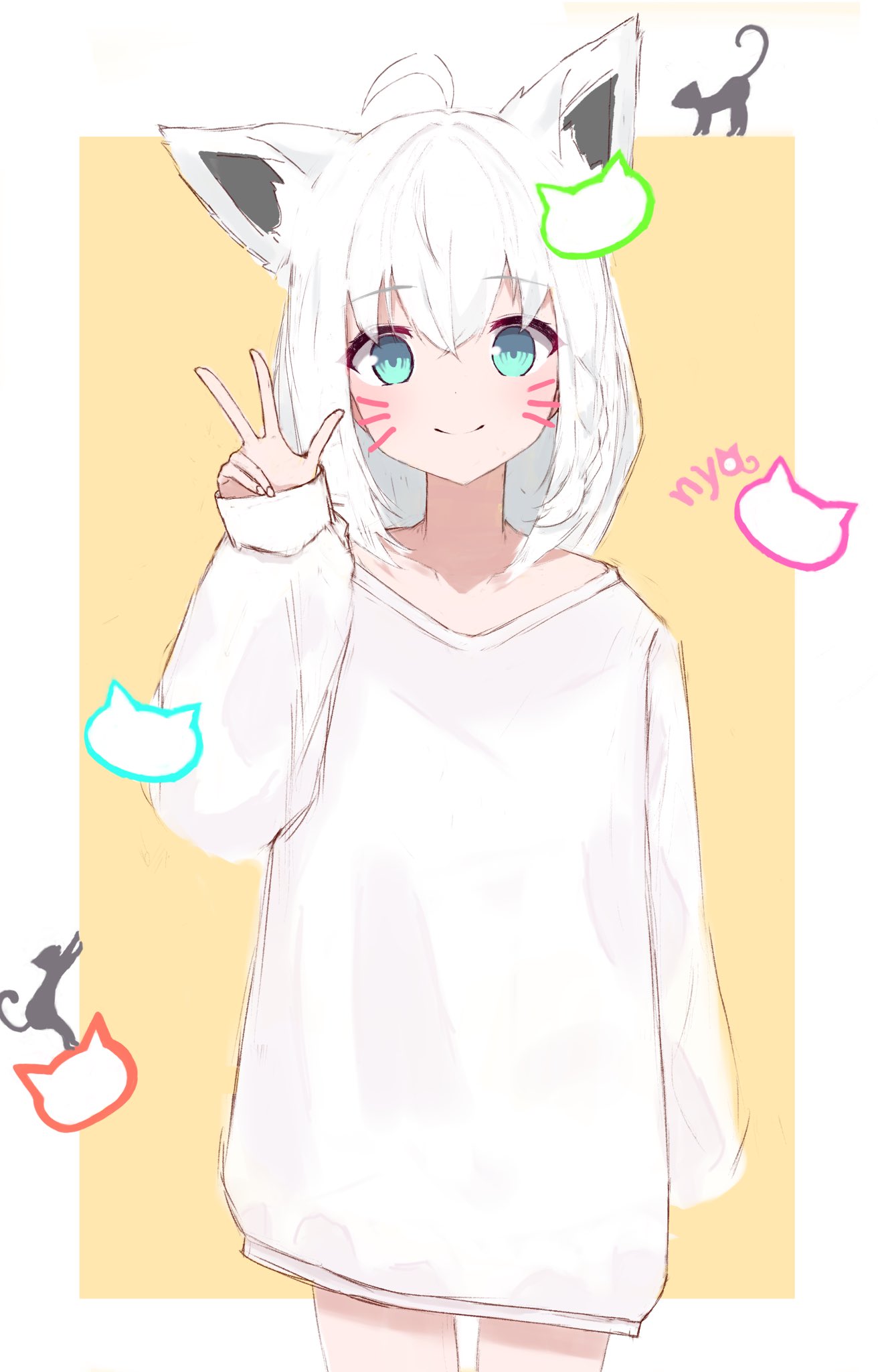 The Big ImageBoard (TBIB) - 1girl ahoge bangs blue eyes cat crossed ...