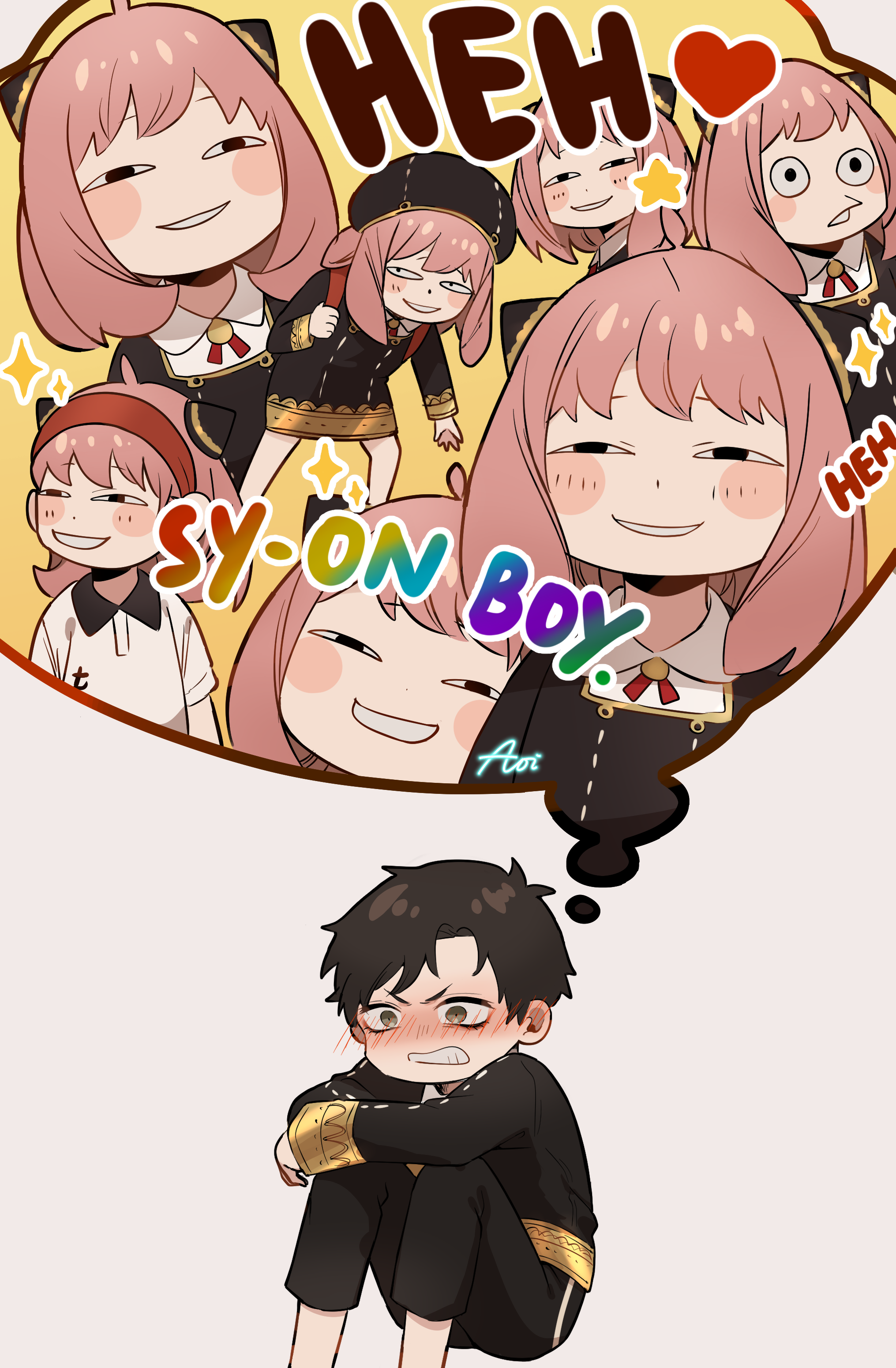 The Big ImageBoard (TBIB) - 1boy 1girl absurdres anya's heh face (meme ...