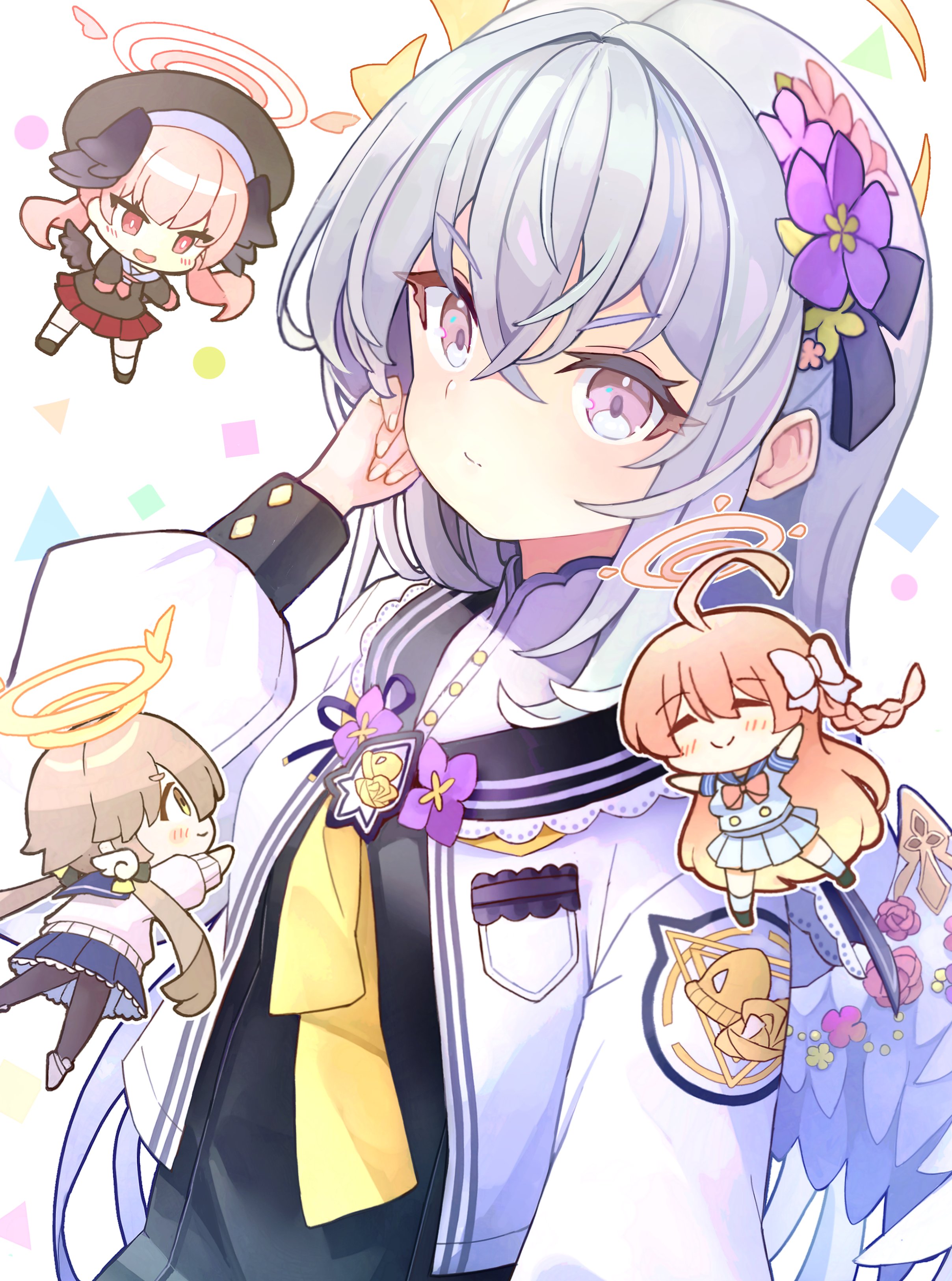 The Big ImageBoard (TBIB) - 4girls absurdres angel wings azusa (blue archive) blue archive chibi ...