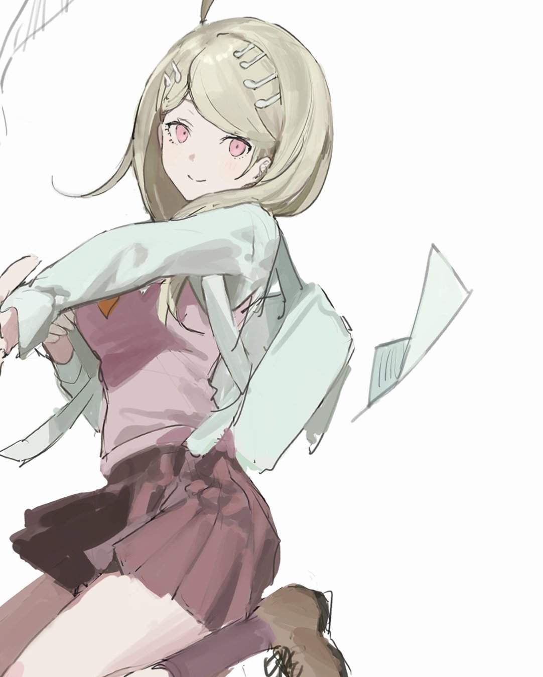 The Big Imageboard Tbib 1girl Ahoge Akamatsu Kaede Blonde Hair