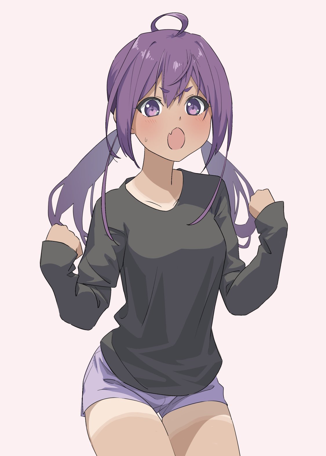 The Big ImageBoard (TBIB) - 1girl 22/7 ahoge alternate hairstyle black shirt blush collarbone ...