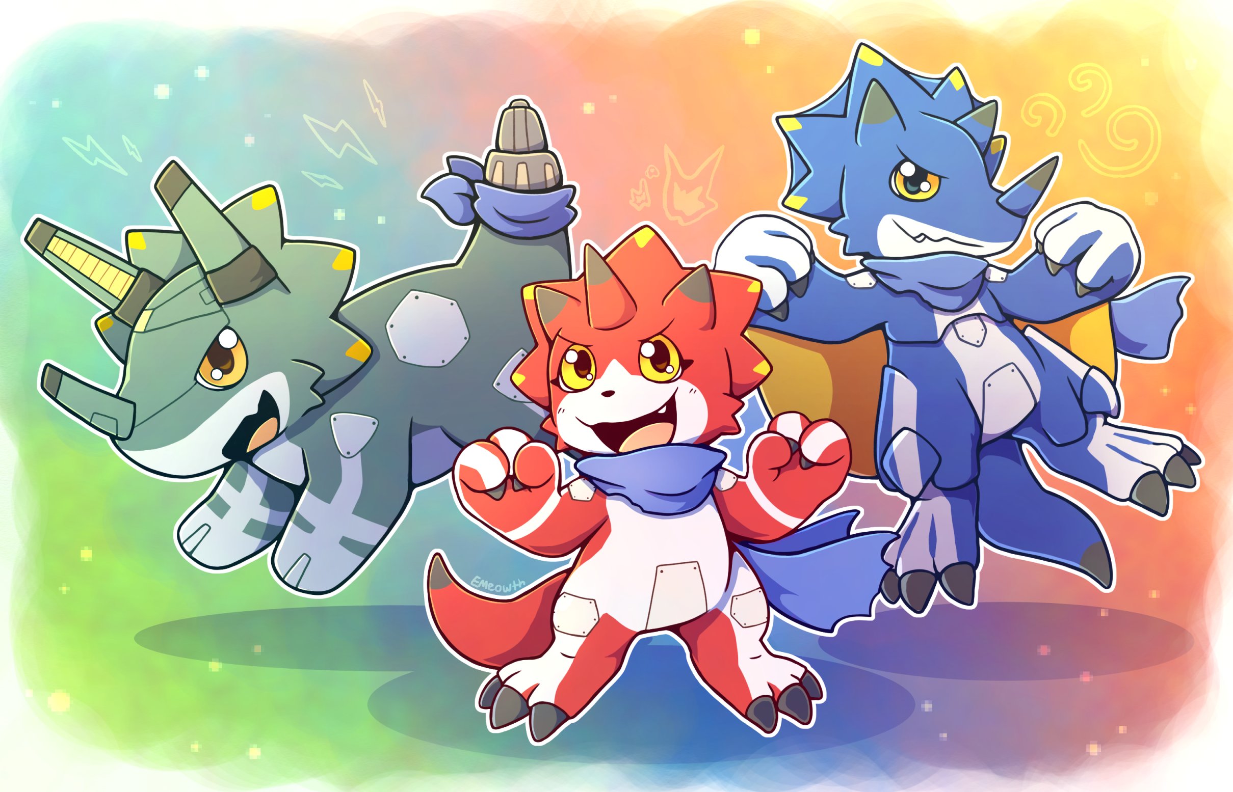 The Big ImageBoard (TBIB) - anthro bandai namco betelgammamon black claws blue body ceratopsian ...