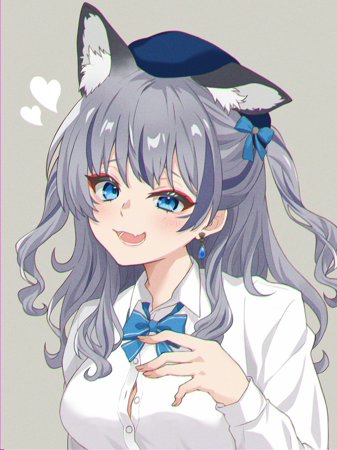 The Big ImageBoard (TBIB) - 1girl :3 animal ear fluff animal ears blue beret blue bow blue ...