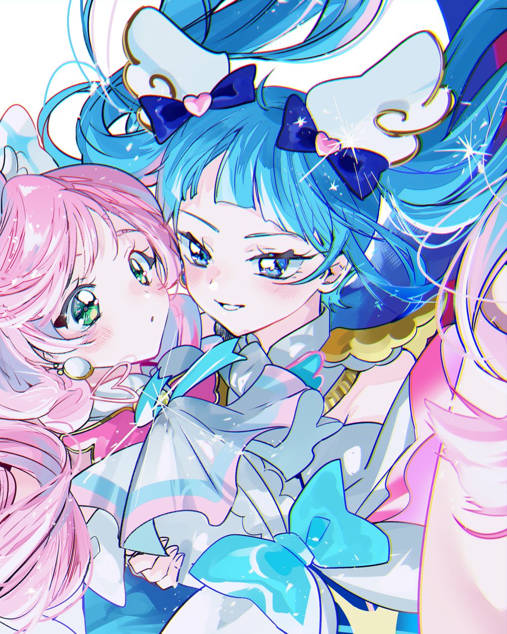 The Big ImageBoard (TBIB) - 2girls asako (itiba) blue eyes blue hair bow carrying close-up cure ...