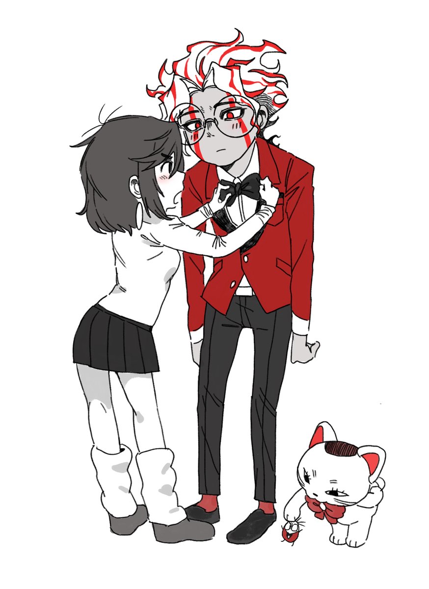 The Big ImageBoard (TBIB) - 1boy 1girl adjusting clothes adjusting necktie alternate form ayase ...