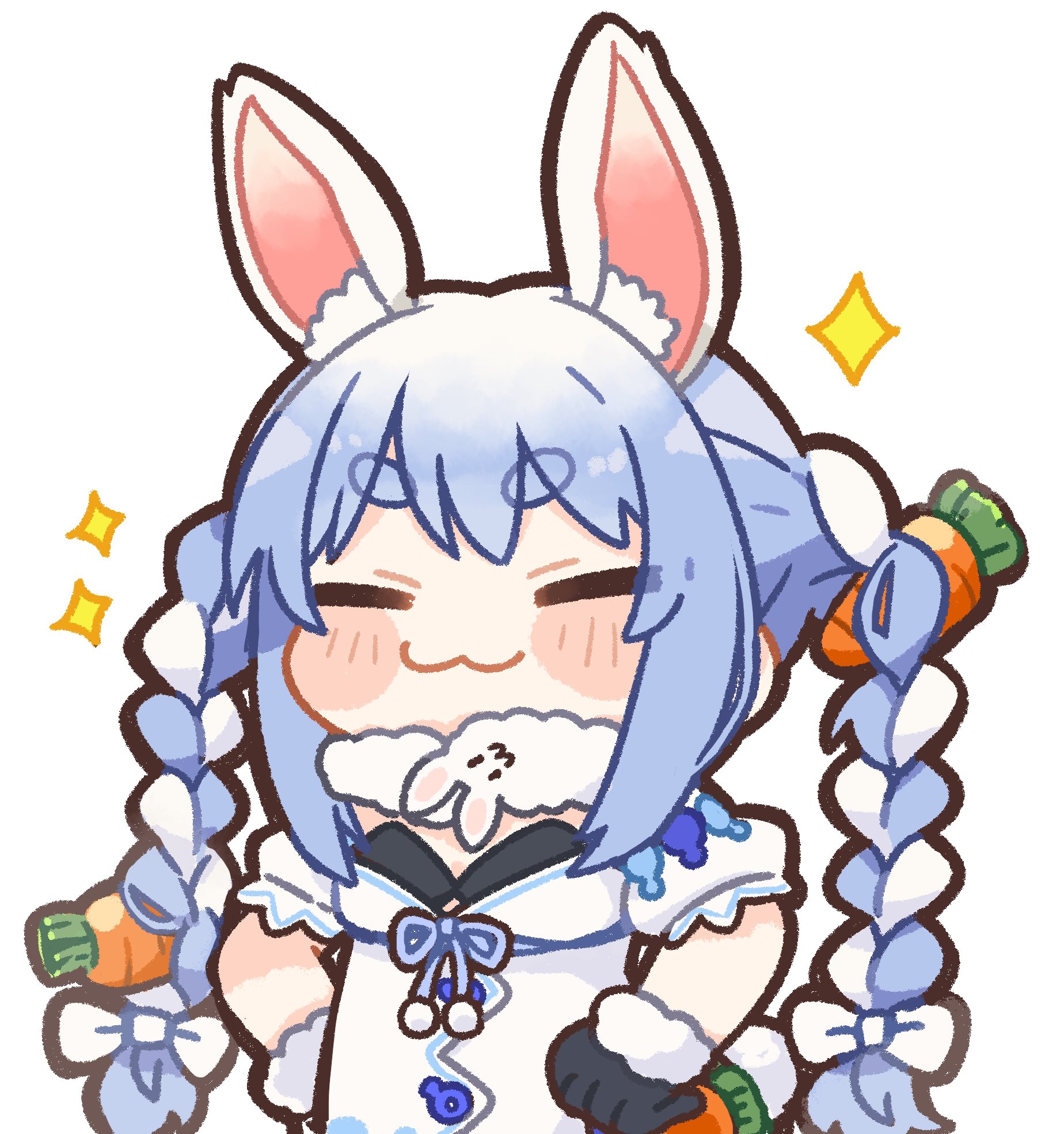 The Big ImageBoard (TBIB) - 1girl :3 = = animal ear fluff animal ears blue hair blush stickers ...