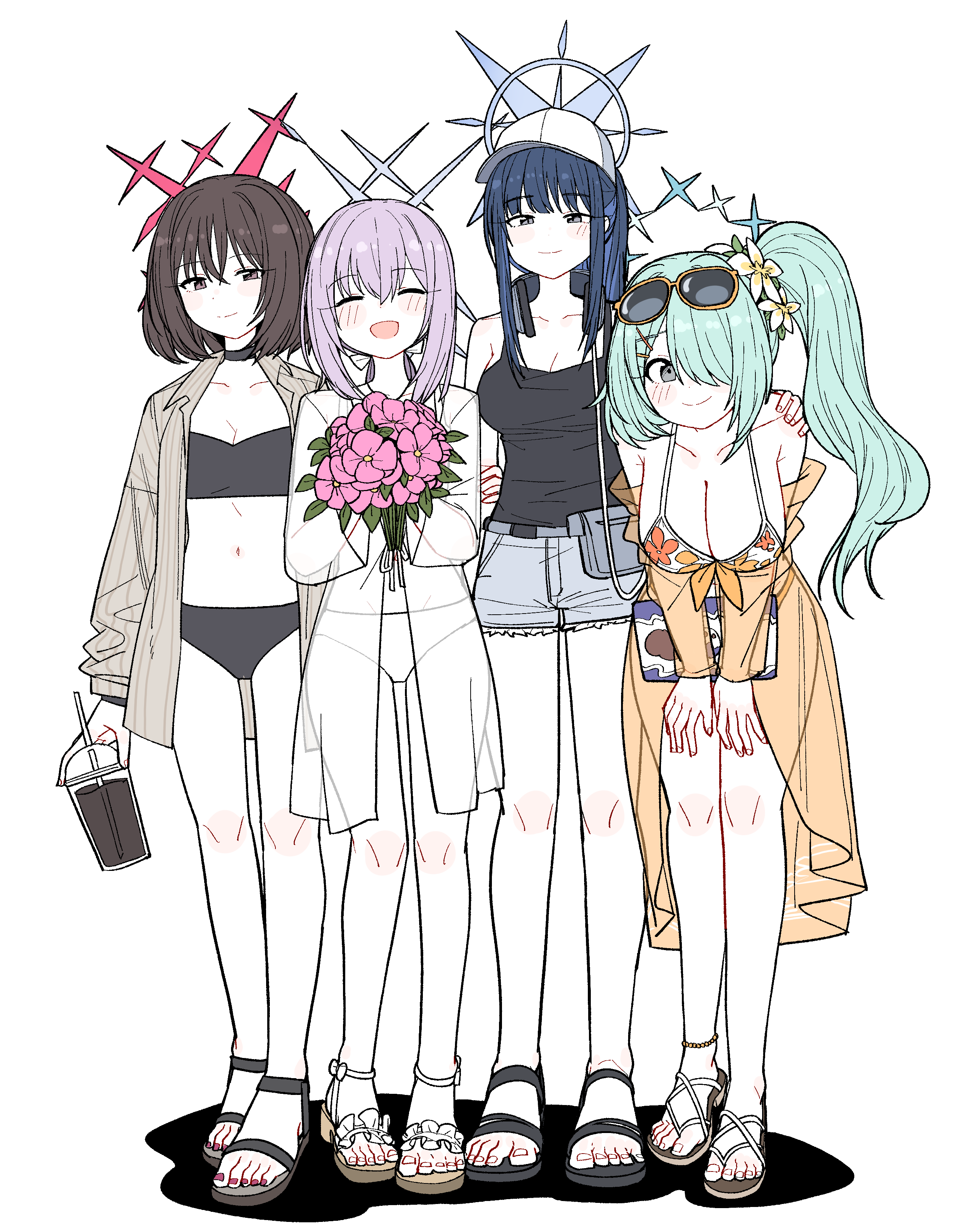 The Big Imageboard Tbib 4girls Absurdres Atsuko Blue Archive