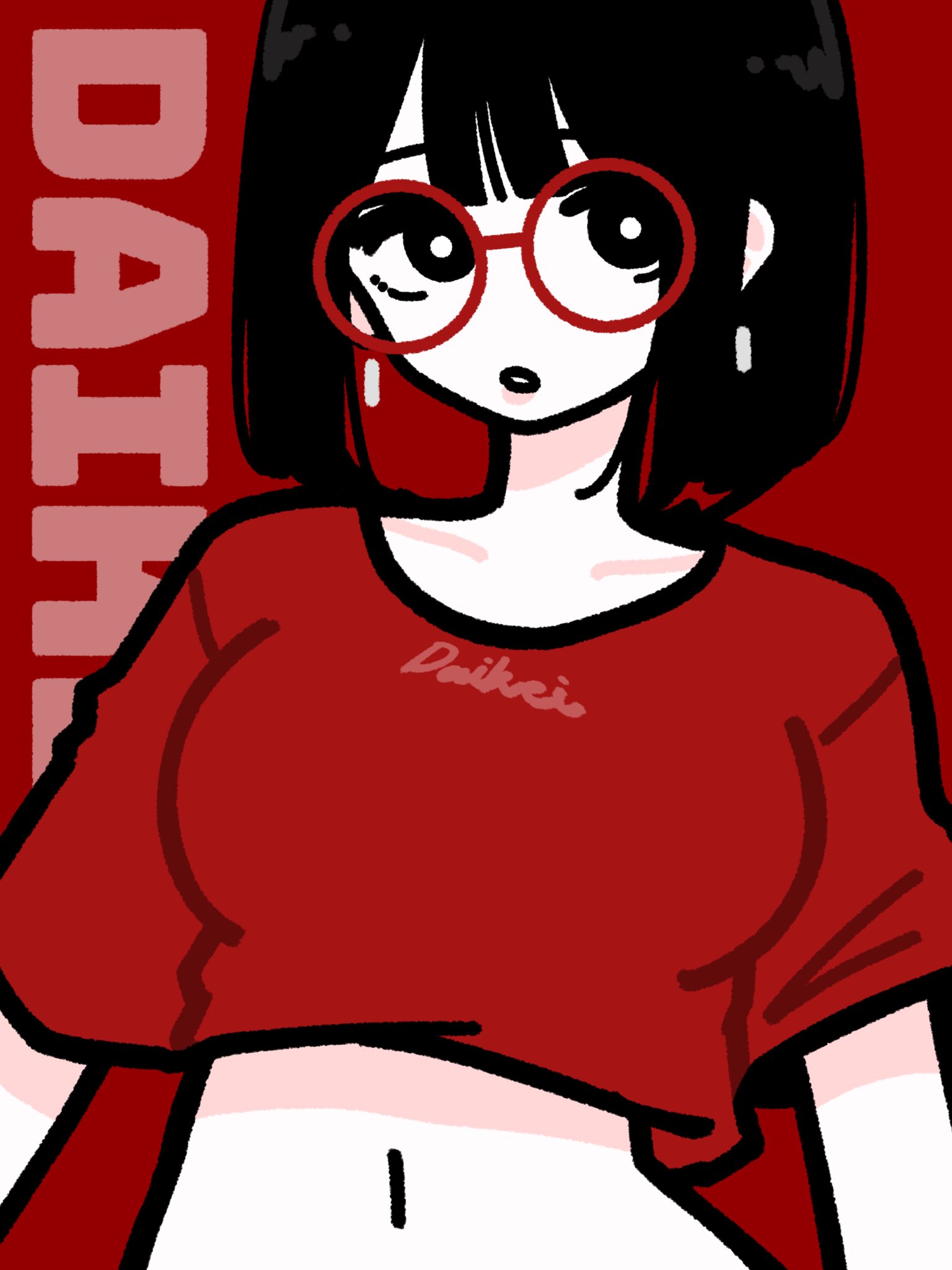 The Big ImageBoard (TBIB) - 1girl black eyes black hair bob cut breasts collarbone cropped shirt ...