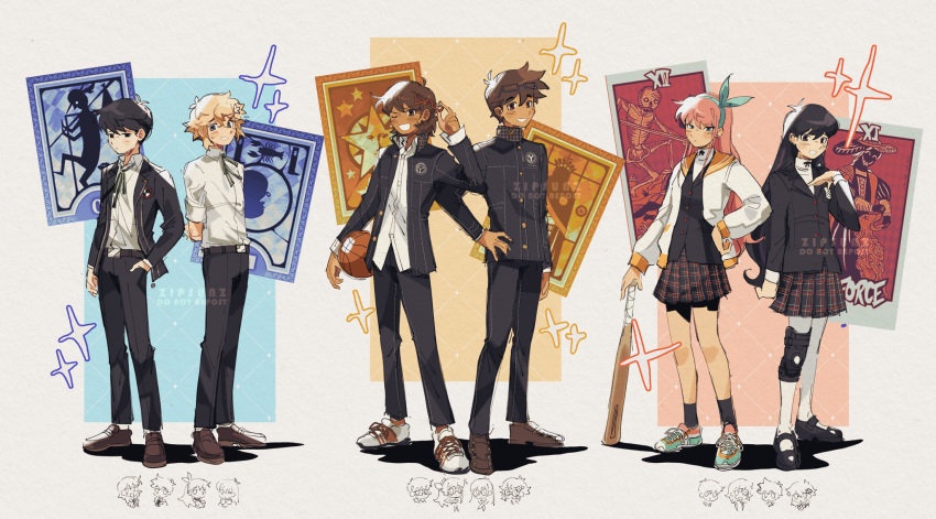 The Big ImageBoard (TBIB) - 2girls 4boys alternate costume arms behind back artist name aubrey ...