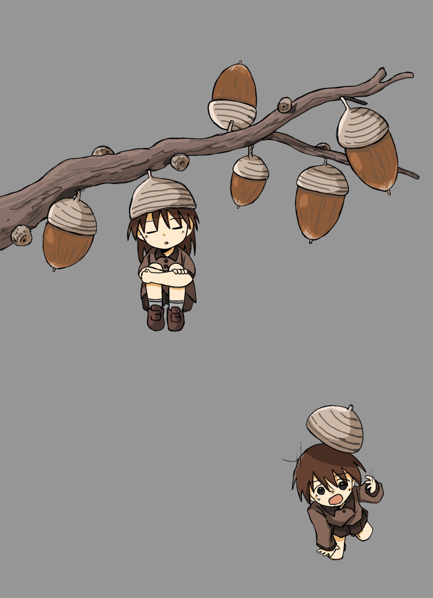 The Big Imageboard Tbib 2girls Absurdres Acorn Branch Brown Hair