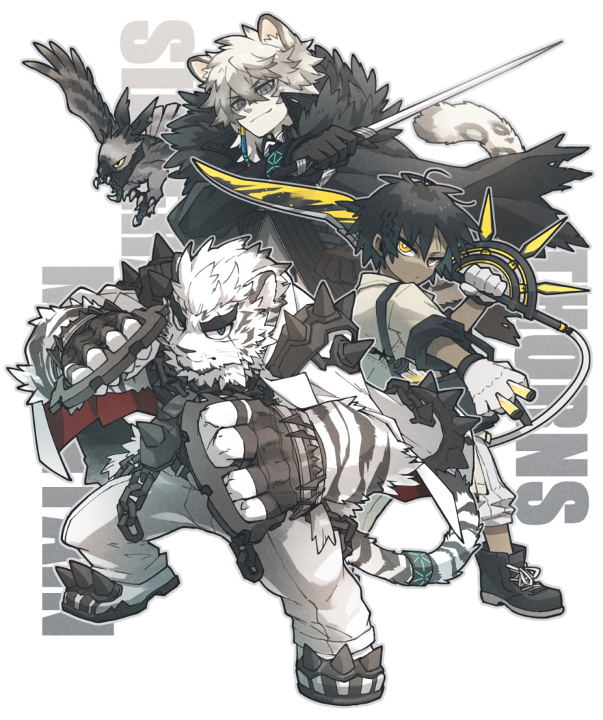 The Big ImageBoard (TBIB) - 3boys animal animal ears arknights bangs bird black coat black eyes ...
