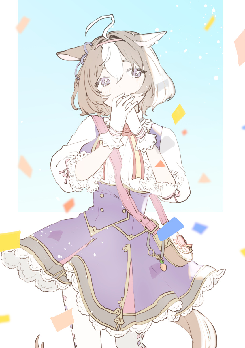 The Big ImageBoard (TBIB) - 1girl absurdres ahoge animal ears bag bangs blue dress breasts brown ...