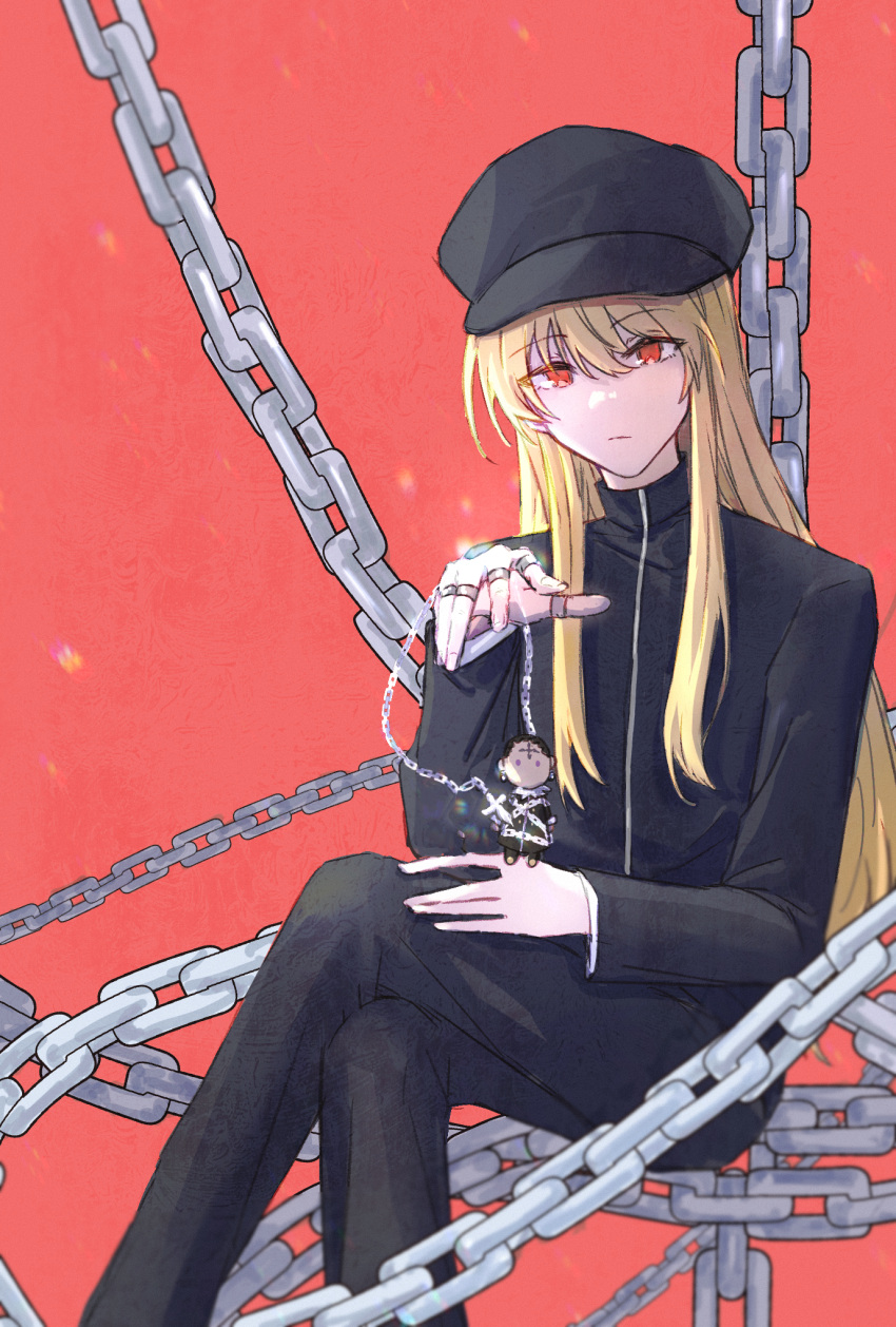 The Big ImageBoard (TBIB) - 1boy black headwear black jacket black pants blonde hair cabbie hat ...