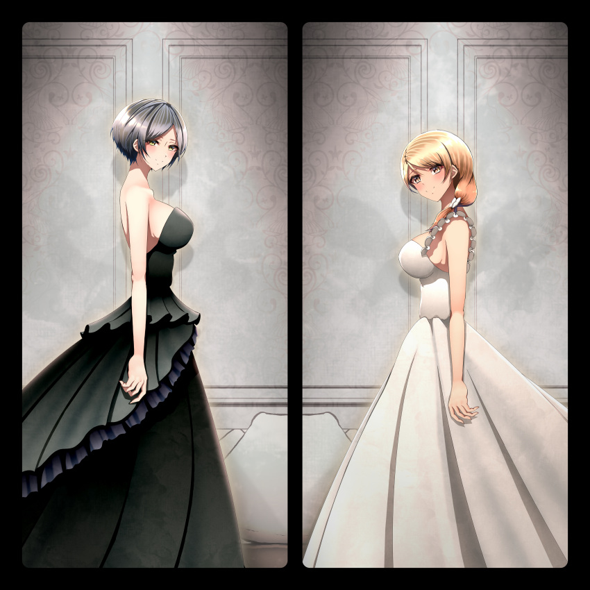 The Big ImageBoard (TBIB) - 2girls absurdres bad id bad pixiv id black border black dress blonde ...