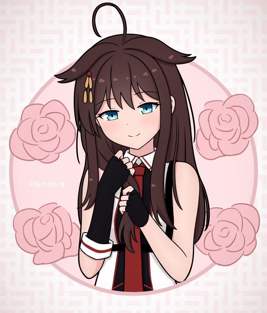 The Big ImageBoard (TBIB) - 1girl ahoge alternate hairstyle black gloves black hair black shirt ...