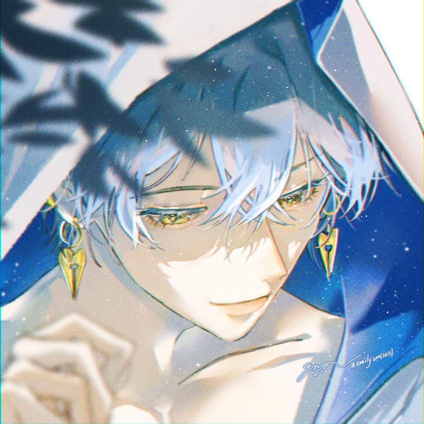 The Big ImageBoard (TBIB) - 1boy absurdres bishounen blue eyes collarbone earrings emily901031 ...