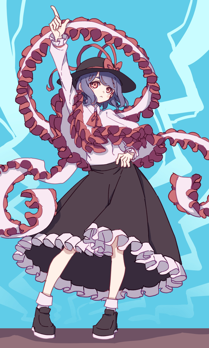 The Big ImageBoard (TBIB) - 1girl absurdres arm up black footwear black headwear black skirt ...