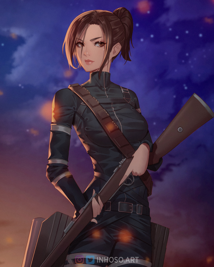 The Big ImageBoard (TBIB) - 1girl absurdres arm strap belt belt buckle black jacket breasts ...