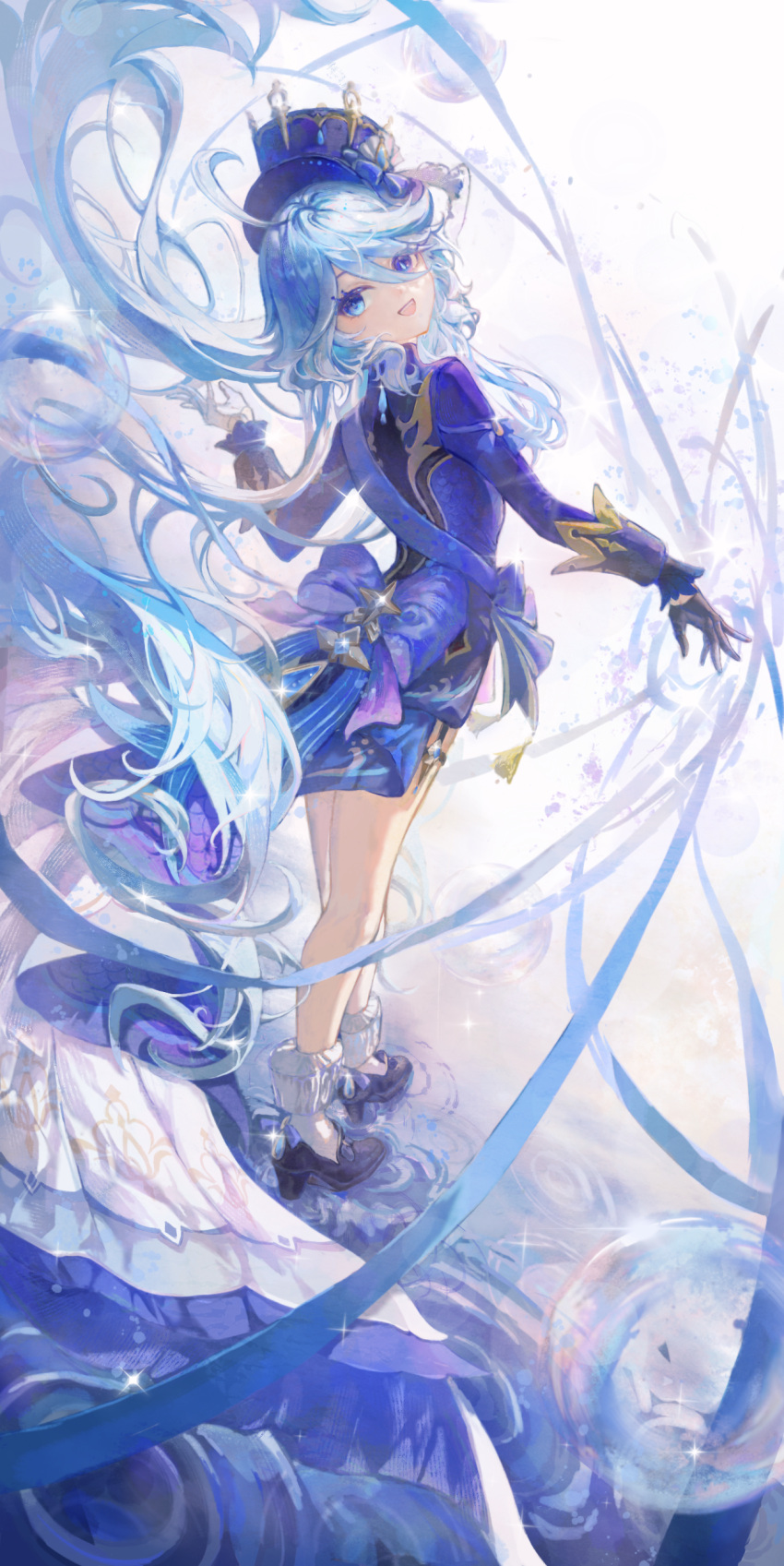 The Big ImageBoard (TBIB) - 1girl absurdres ahoge black gloves blue ...