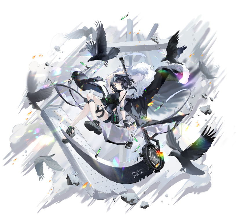 The Big ImageBoard (TBIB) - 1girl absurdres ahoge arknights arm up bag bird black bird black ...