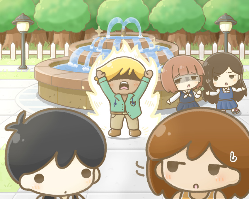 The Big ImageBoard (TBIB) - 2girls 3boys absurdres black hair blonde hair blunt bangs brown hair ...