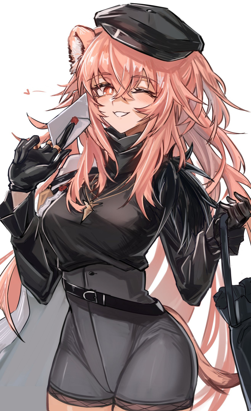 The Big ImageBoard (TBIB) - 1girl animal ears arknights bag belt black coat black gloves black ...