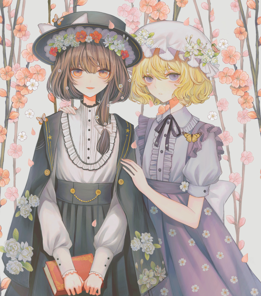 The Big ImageBoard (TBIB) - 2girls black headwear black skirt blonde hair blush book brown eyes ...