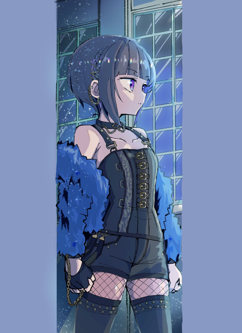 The Big ImageBoard (TBIB) - 1girl bangs bare shoulders black choker black gloves black hair ...