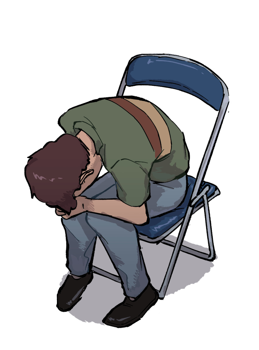 The Big ImageBoard (TBIB) - 1boy brown hair chair depressed facing down ...